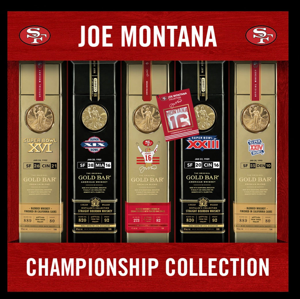 49ers Gold Bar Joe Montana Championship Collection (5 Bottles) — Rare ...