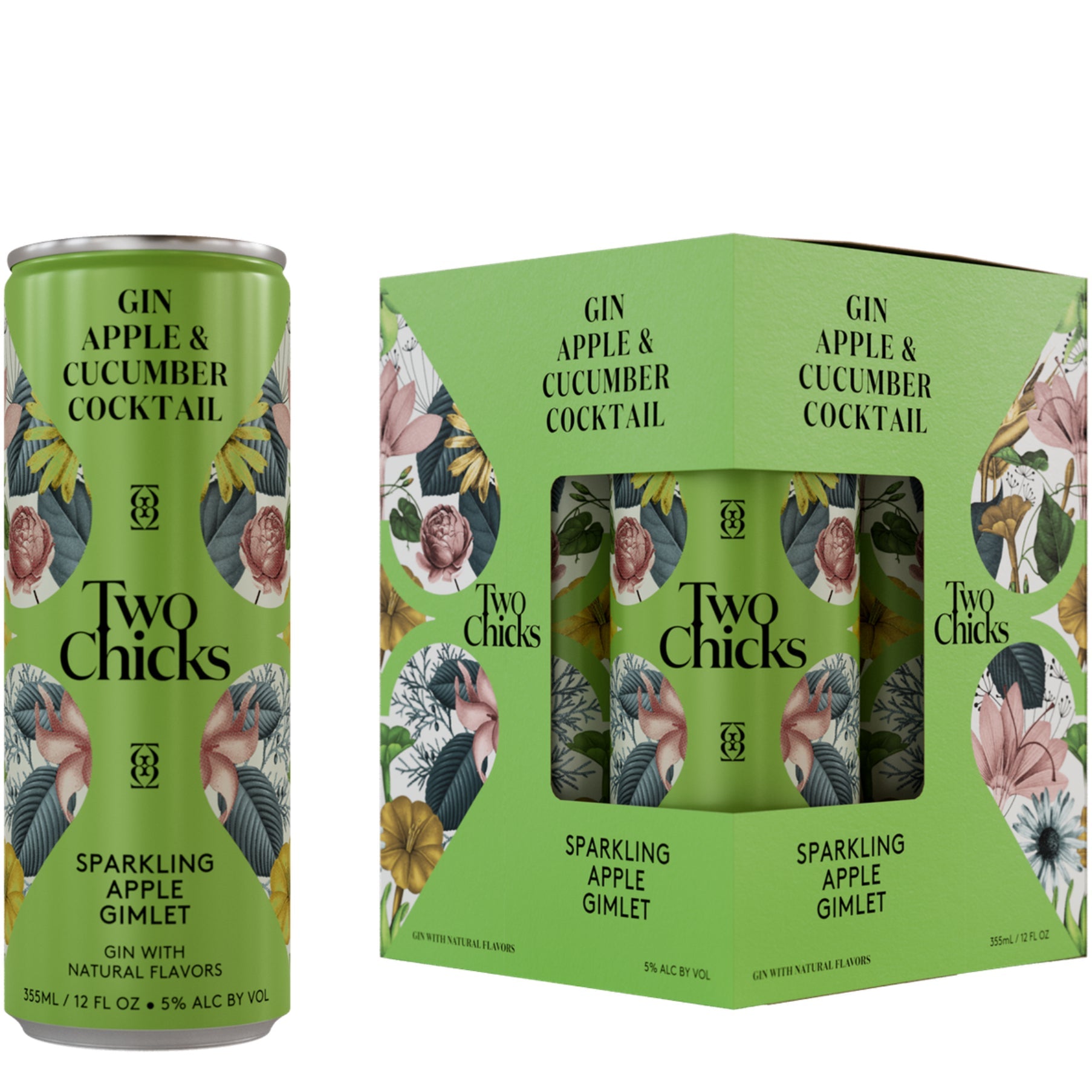 Two Chicks Gin Apple & Cucumber Sparkling Vodka Fizz Cocktail 4Pk 12oz ...